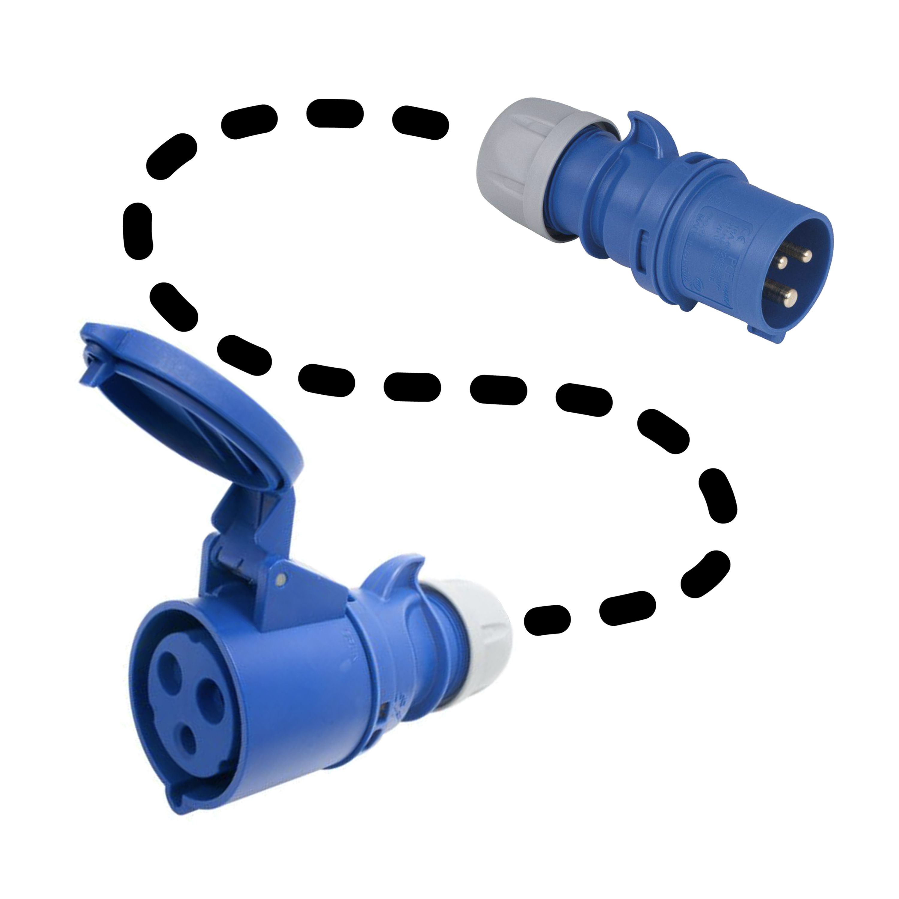 Verloop CEE 240V 16A (3p) M -> CEE 240V 32A (3p) F